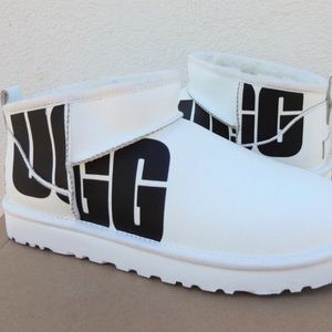 UGG | Shoes | Ugg Size Classic Ultra Mini Chopd White Leather Boots New In Original Box | Poshmark